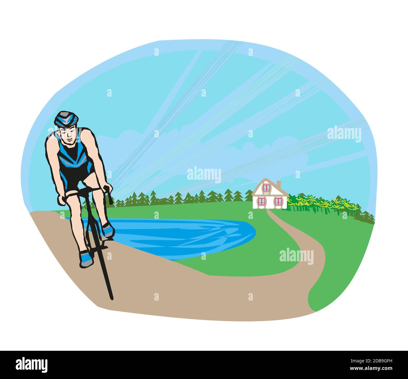 Man cycling lake Cut Out Stock Images & Pictures - Alamy
