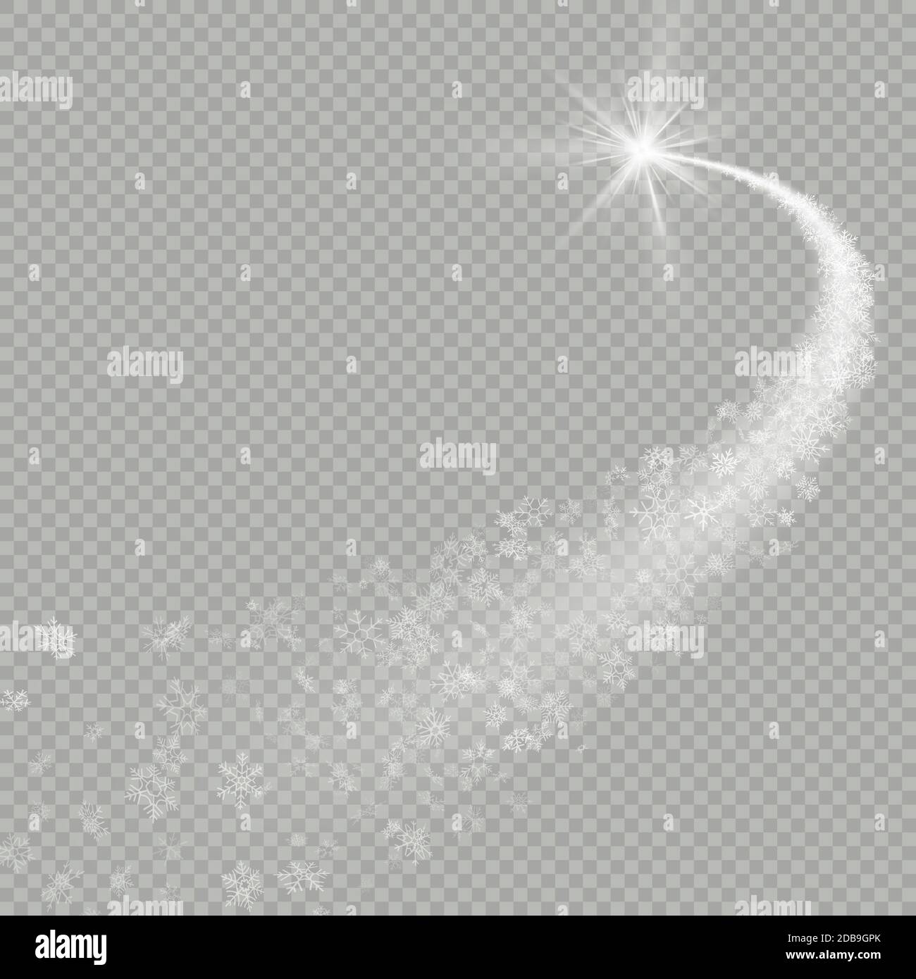 Light trace effect stars bursts with snowflakes isolated on transparent ...
