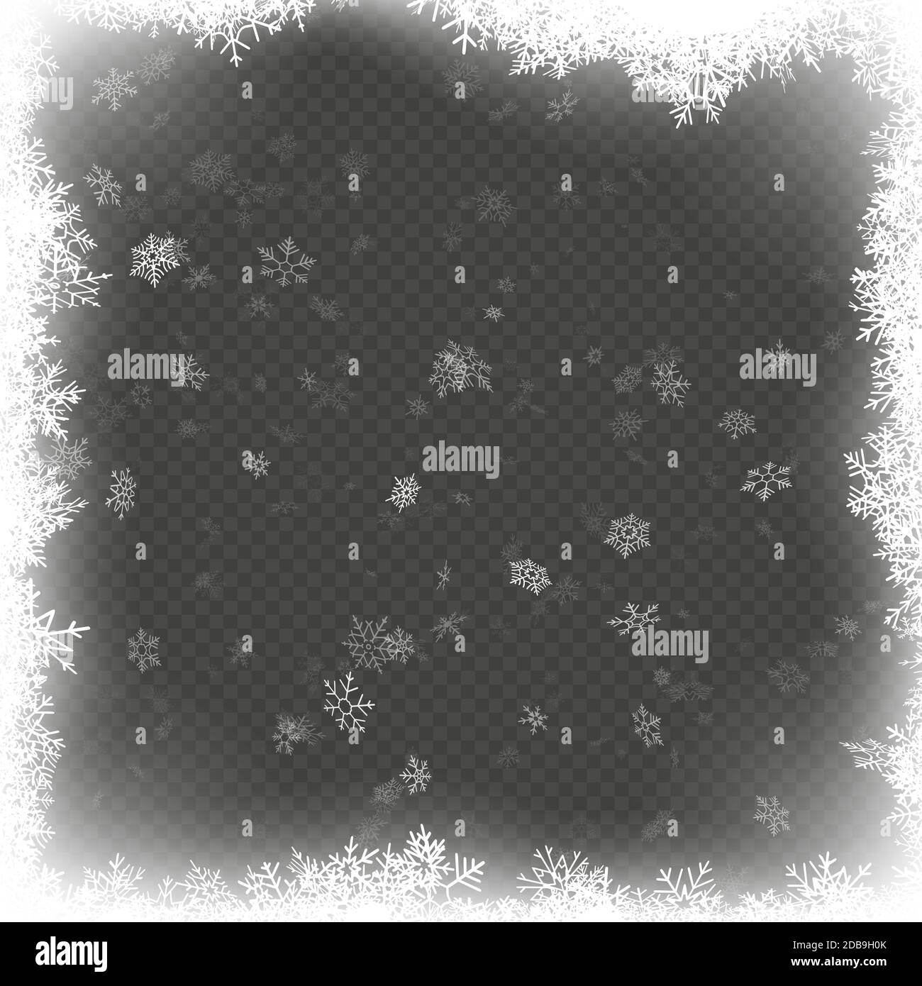 Christmas frame effect with white glowing light and snowflakes. EPS 10 ...