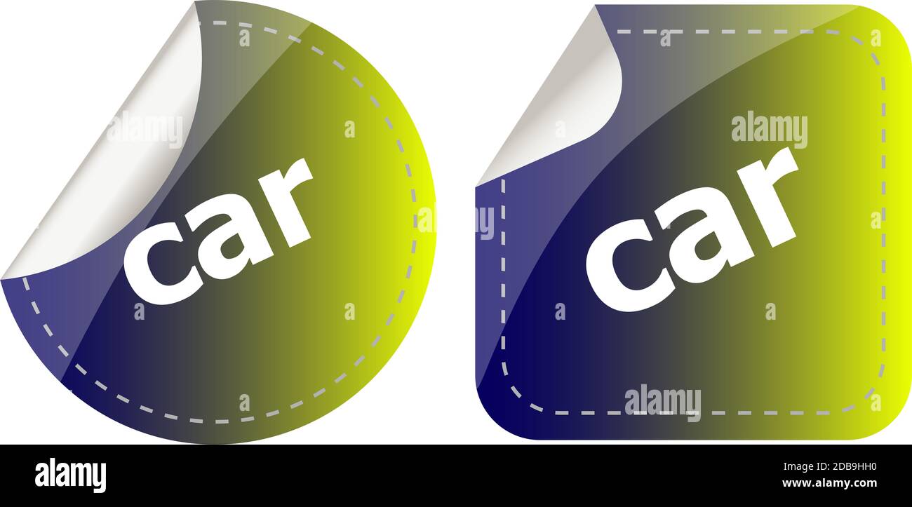car word stickers set, web icon button Stock Photo - Alamy