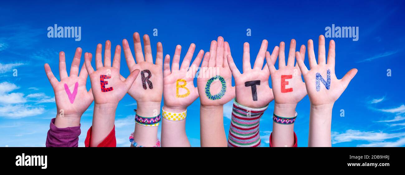 Children Hands Building Colorful German Word Verboten Means Forbidden ...