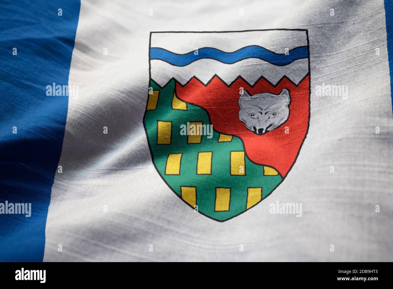 Closeup of Ruffled Northwest Territories Flag, Northwest Territories ...