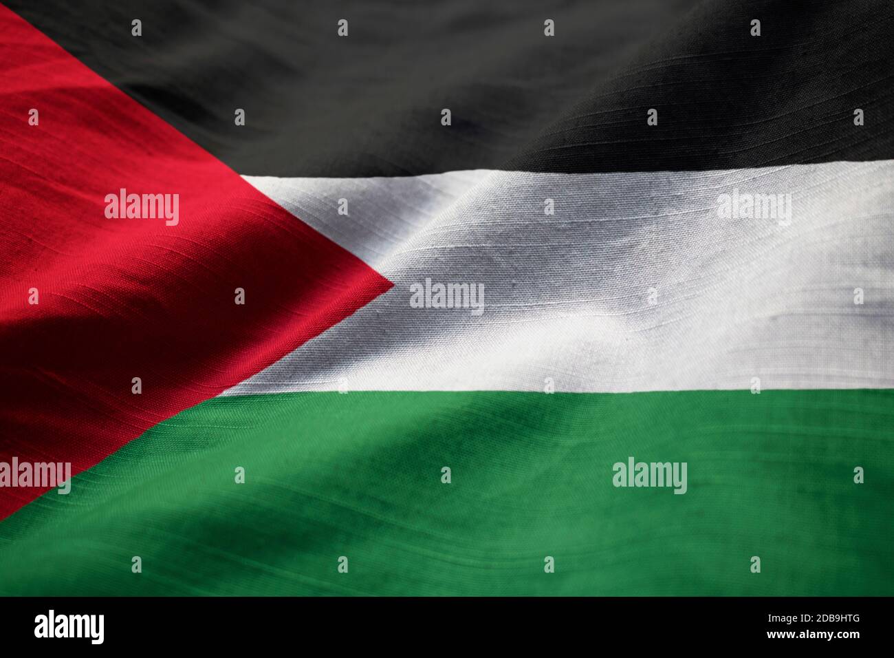 Closeup of Ruffled Palestinian Flag, Palestinian Flag Blowing in Wind ...