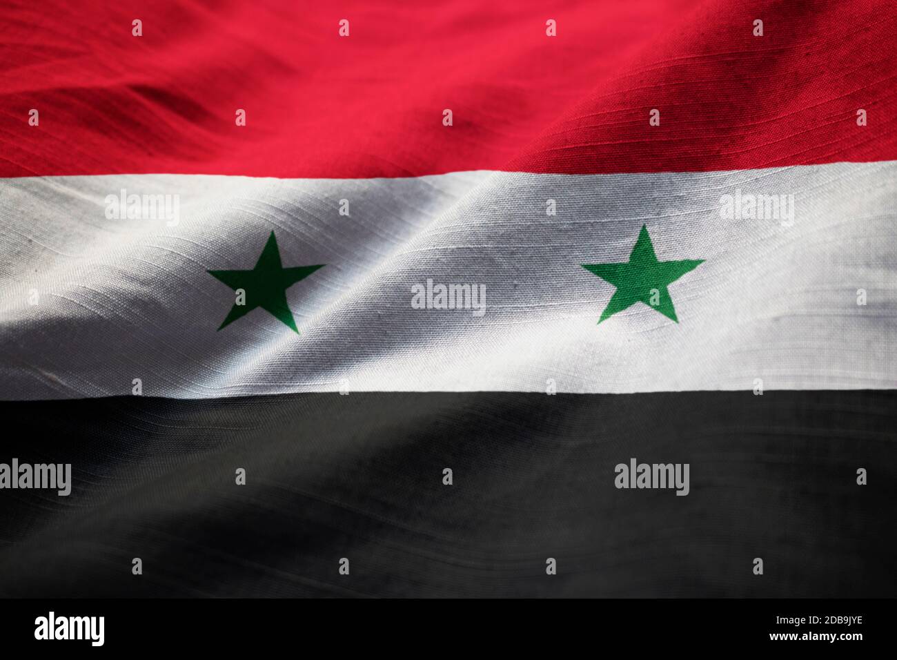 Closeup of Ruffled Syria Flag, Syria Flag Blowing in Wind Stock Photo ...