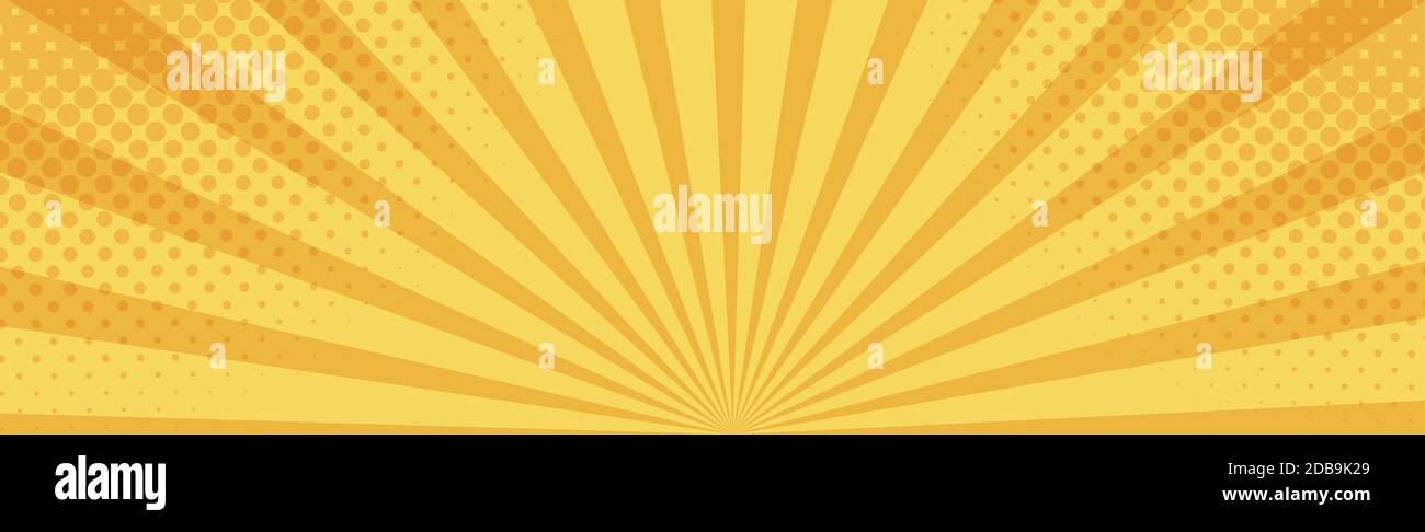 Panoramic yellow comic zoom with lines - Vector illustration Stock ...