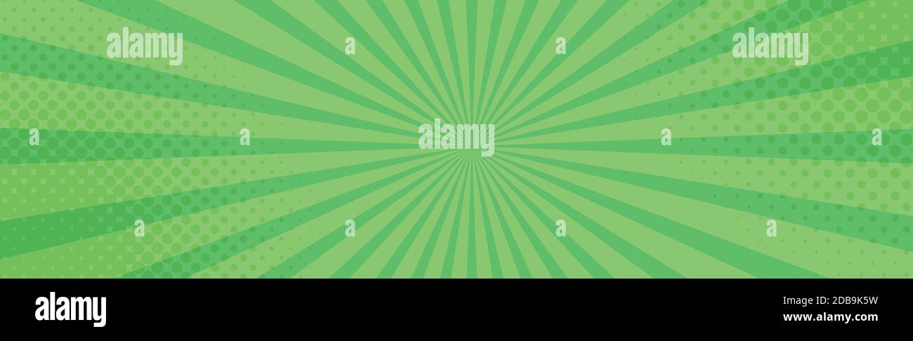 Panoramic green comic zoom with lines - Vector illustration Stock ...