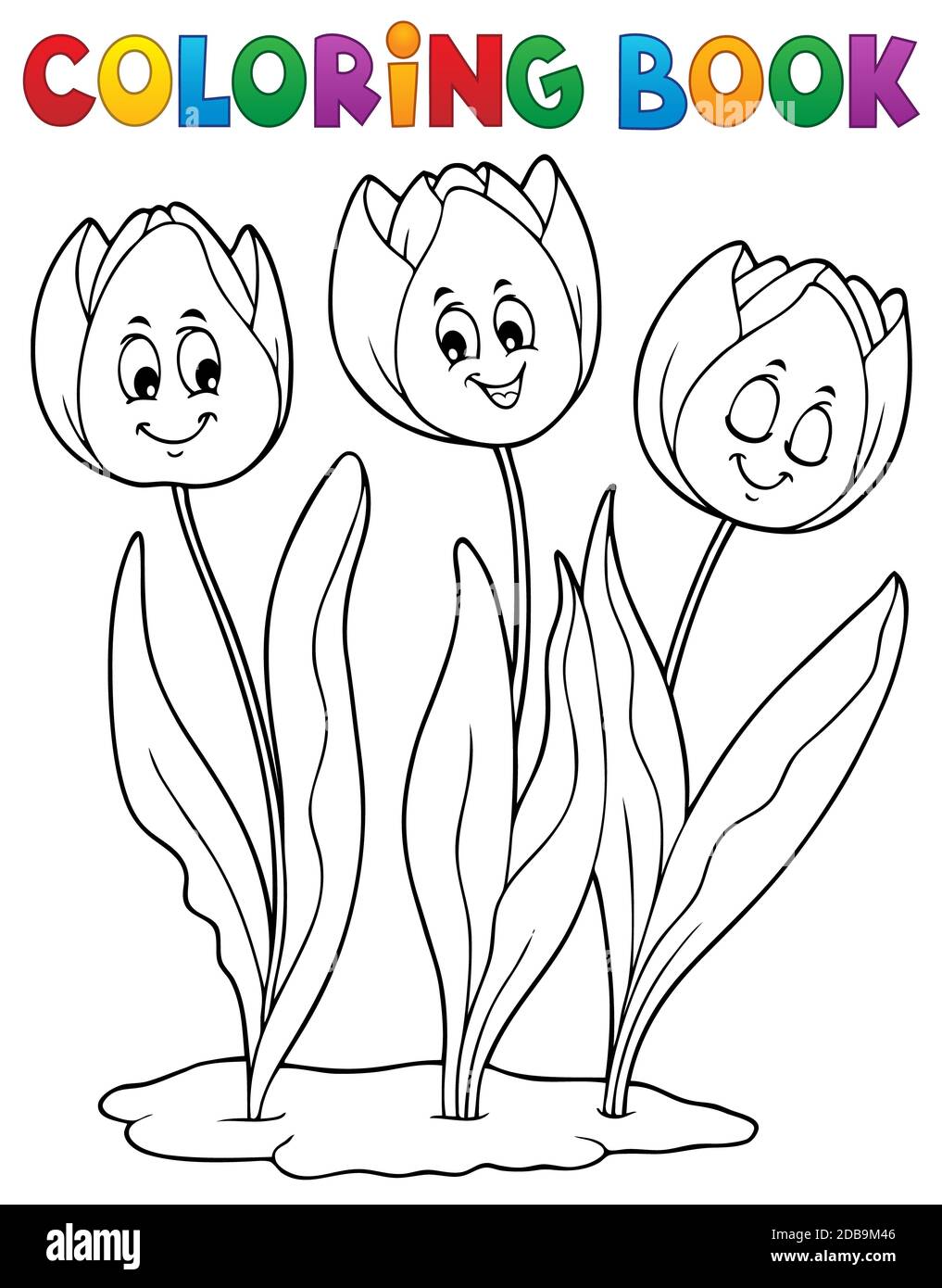 Coloring book tulip flower image 1 - picture illustration Stock Photo ...