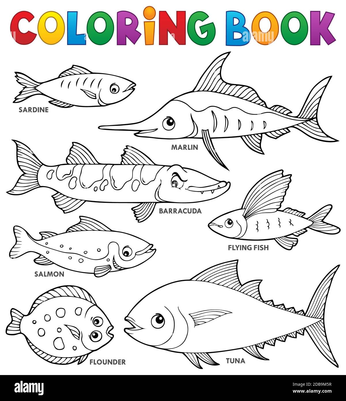 Coloring book various fishes theme set 1 - picture illustration Stock ...