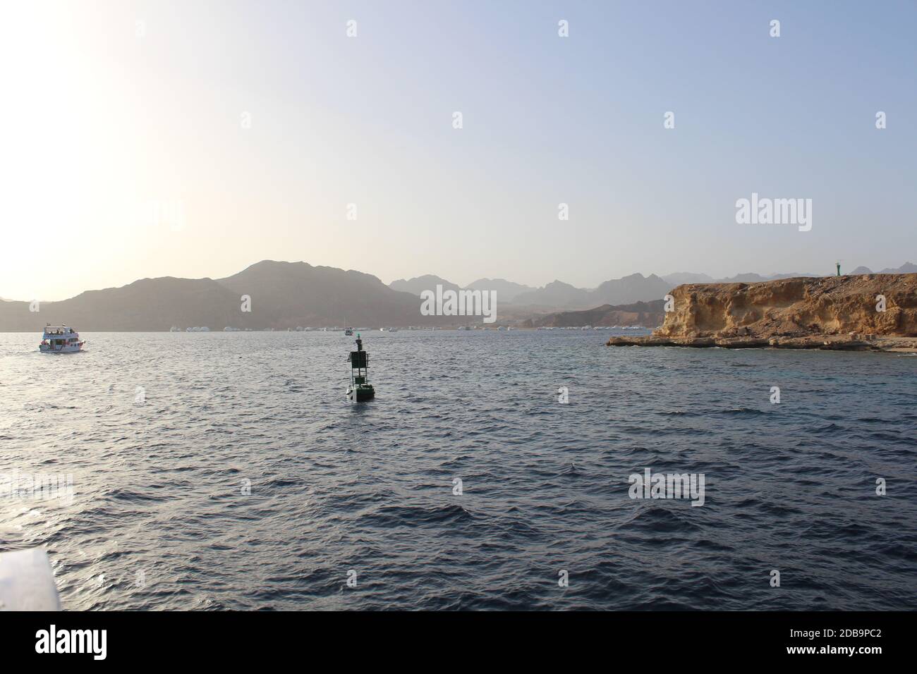 Beautiful landscape with boats and red sea Stock Photo - Alamy