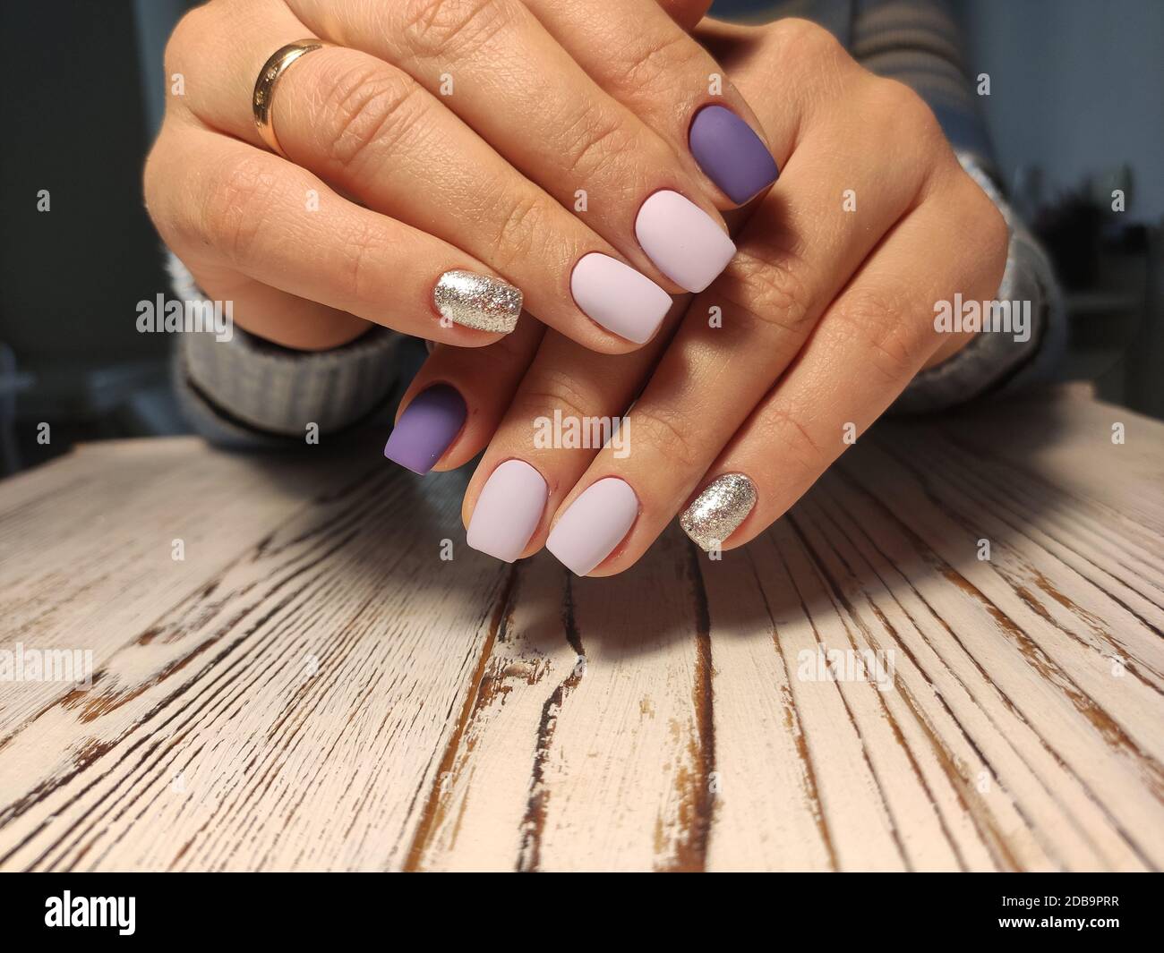 stylish manicure with a design Stock Photo - Alamy