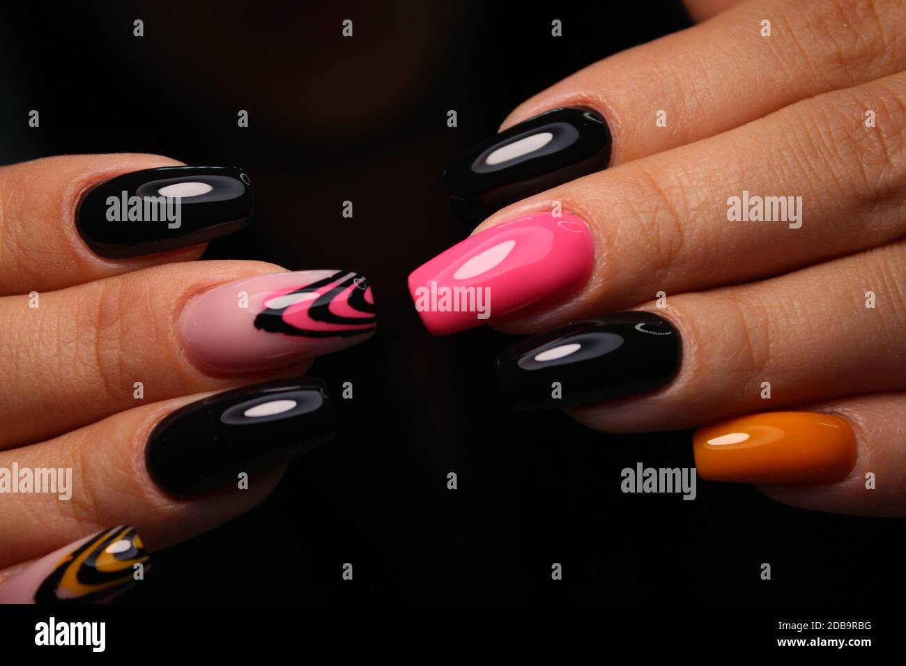 stylish design of manicure on long beautiful nails Stock Photo - Alamy