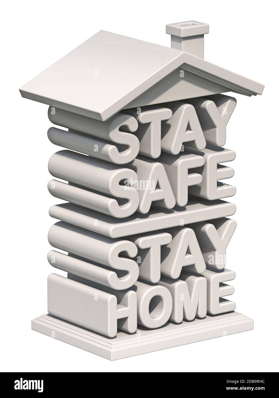 Text STAY SAFE STAY HOME in shape of house 3D render illustration ...