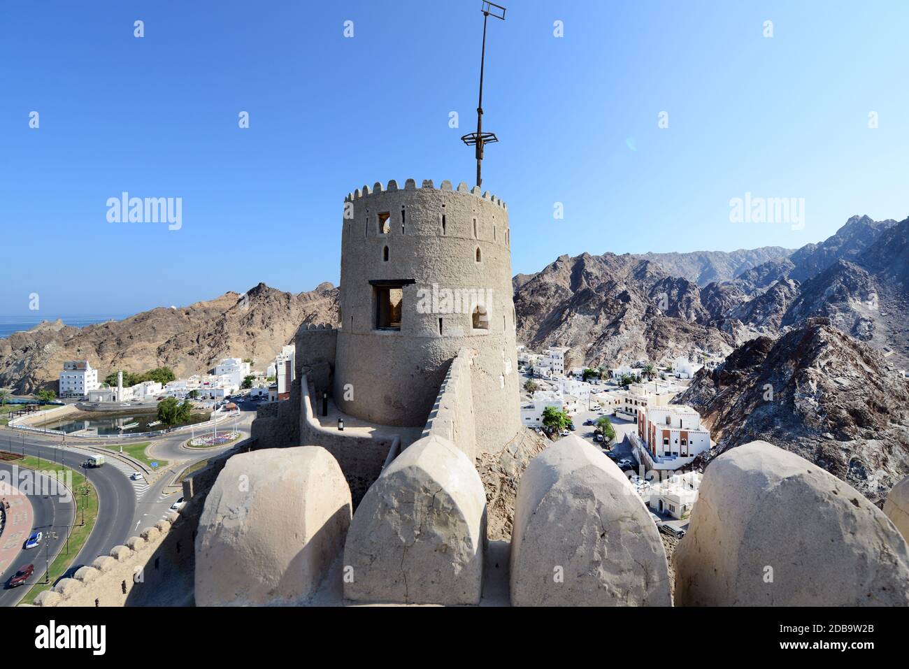 The walls of the Mutrah fort near Muscat, Oman Stock Photo - Alamy