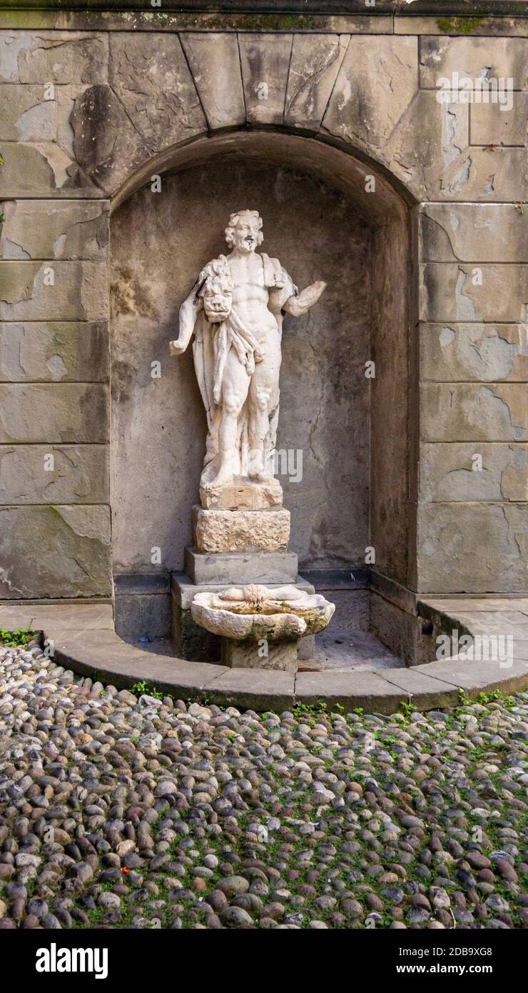 An ancient statue in the Old City of Bergamo, Italy, Europe Stock Photo ...