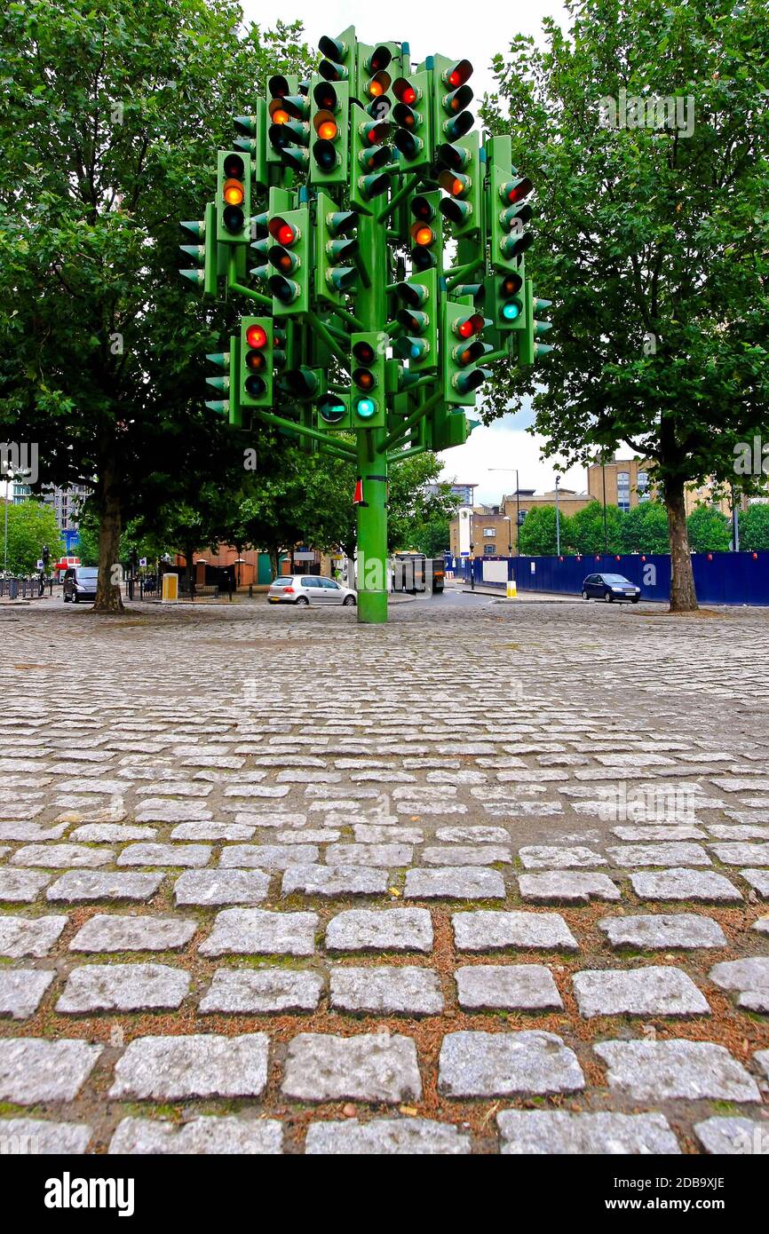 Traffic light tree at roundabout in London Stock Photo - Alamy