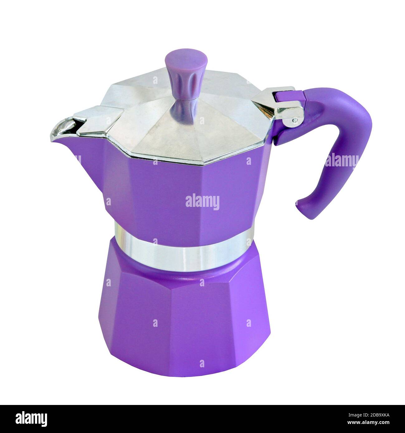 Purple coffee pot isolated included clipping path Stock Photo - Alamy