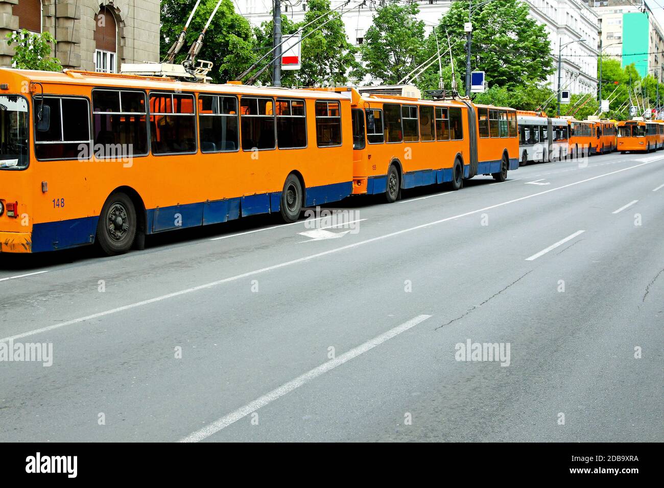 Power grid problems and all trolleybus standstill Stock Photo - Alamy