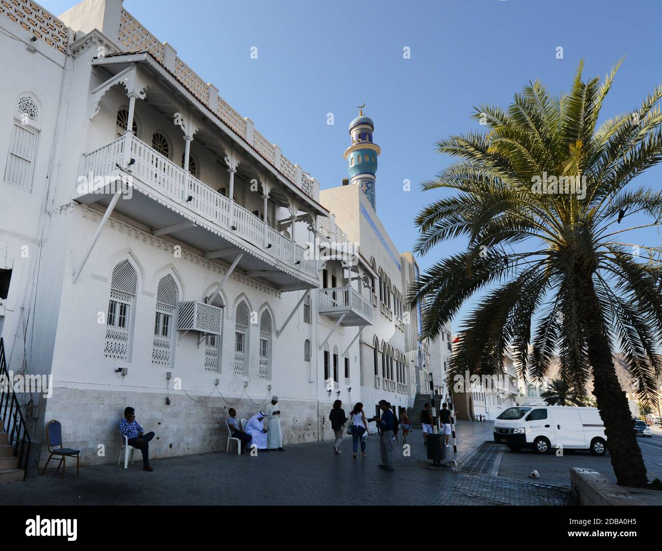 Traditional Omani buildings along the Mutrah corniche in Oman Stock ...