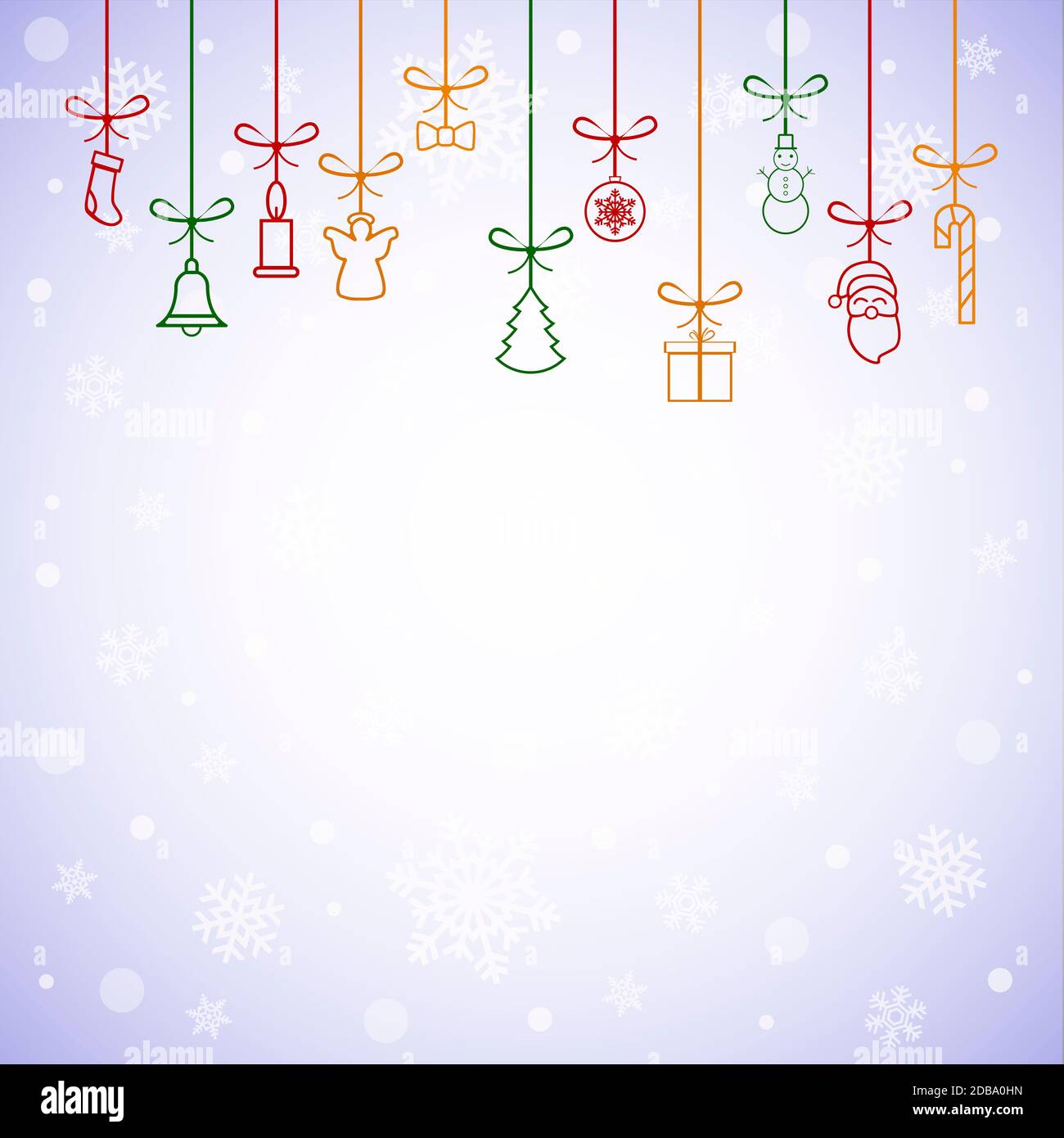 Christmas background with bright bulbs and holiday decorations ...