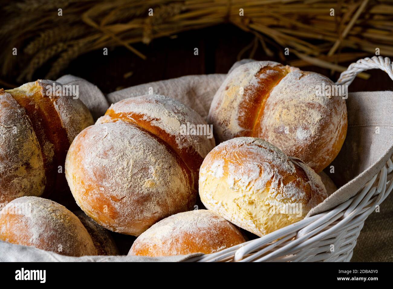 Homemade wheat rolls for breakfast Stock Photo - Alamy