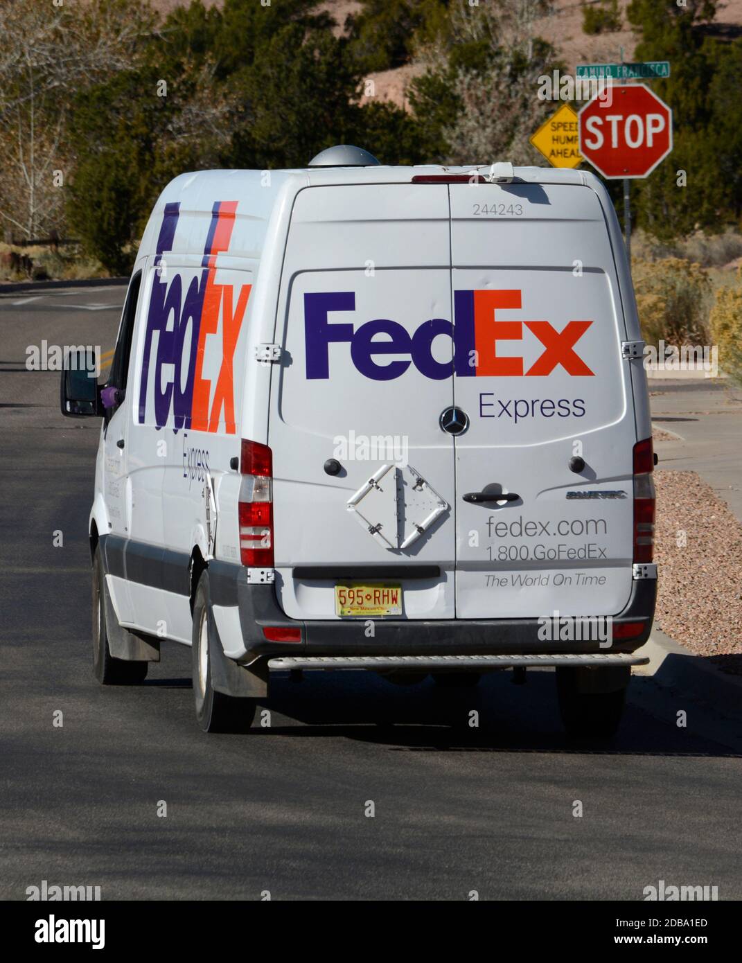 A FedEx (Federal Express) truck makes deliveries in Santa Fe, New ...