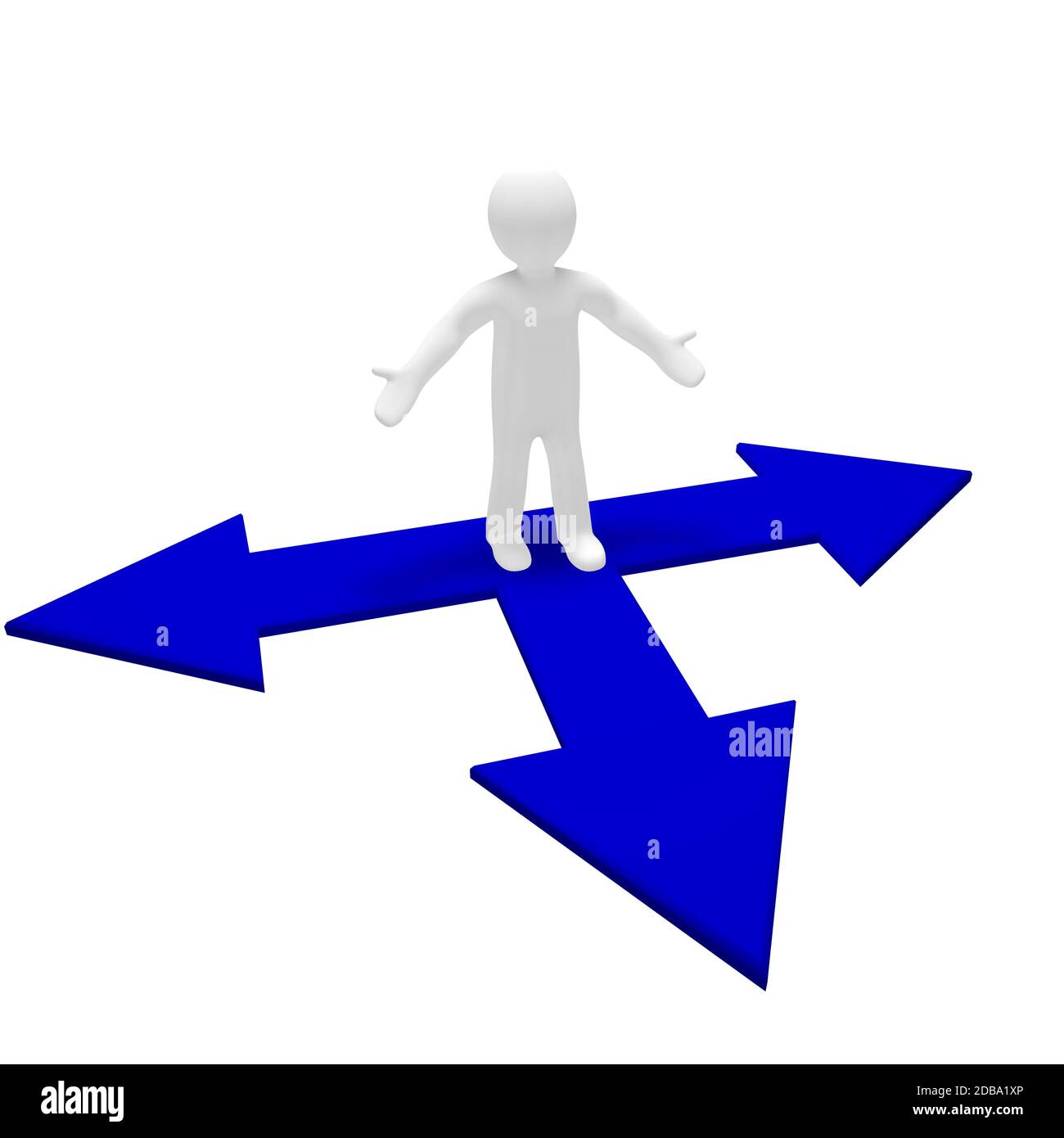 Little man choice of direction Stock Photo - Alamy