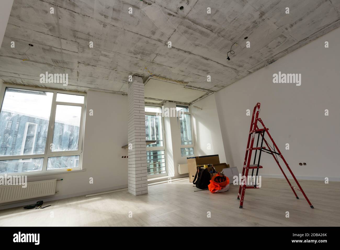 Interior of apartment with materials during on the renovation and ...