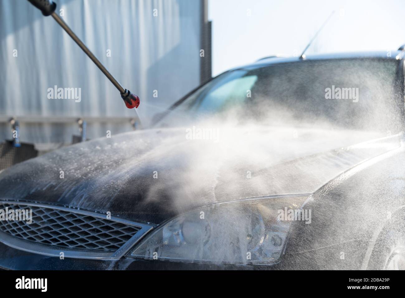 washing program at the self-service station. washing, rinsing and ...