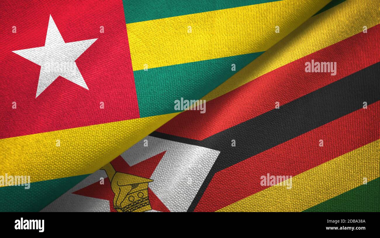 Togo and Zimbabwe two flags textile cloth, fabric texture Stock Photo ...