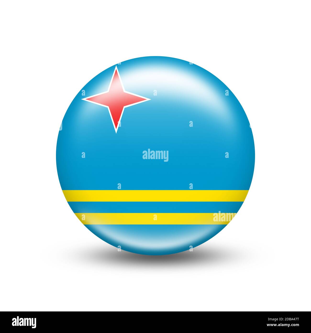 Aruba country flag in sphere with white shadow - illustration Stock ...