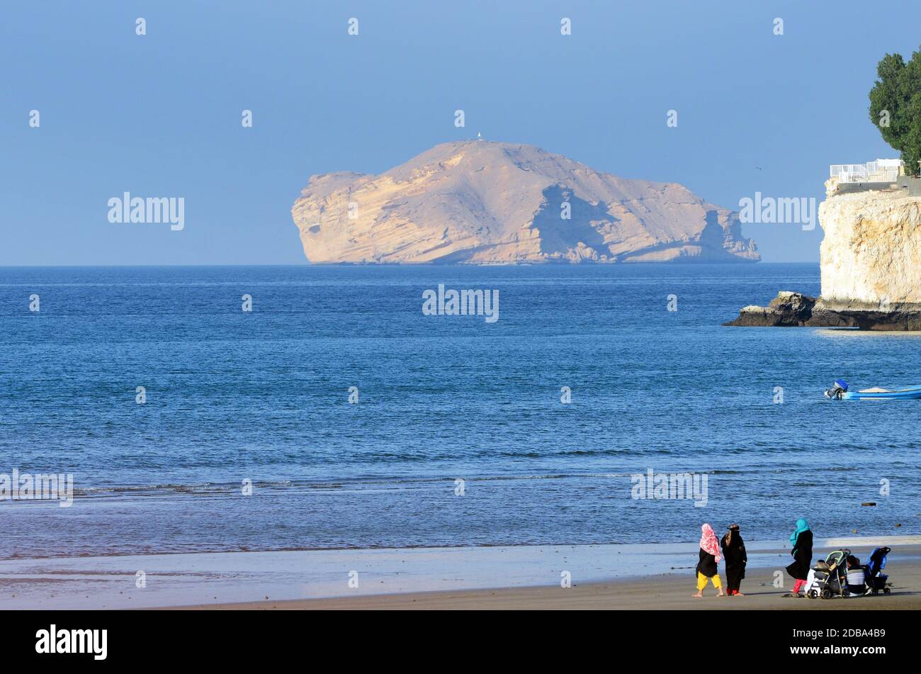 Qurum beach in Muscat with Jazirat al Fahl island in the background ...