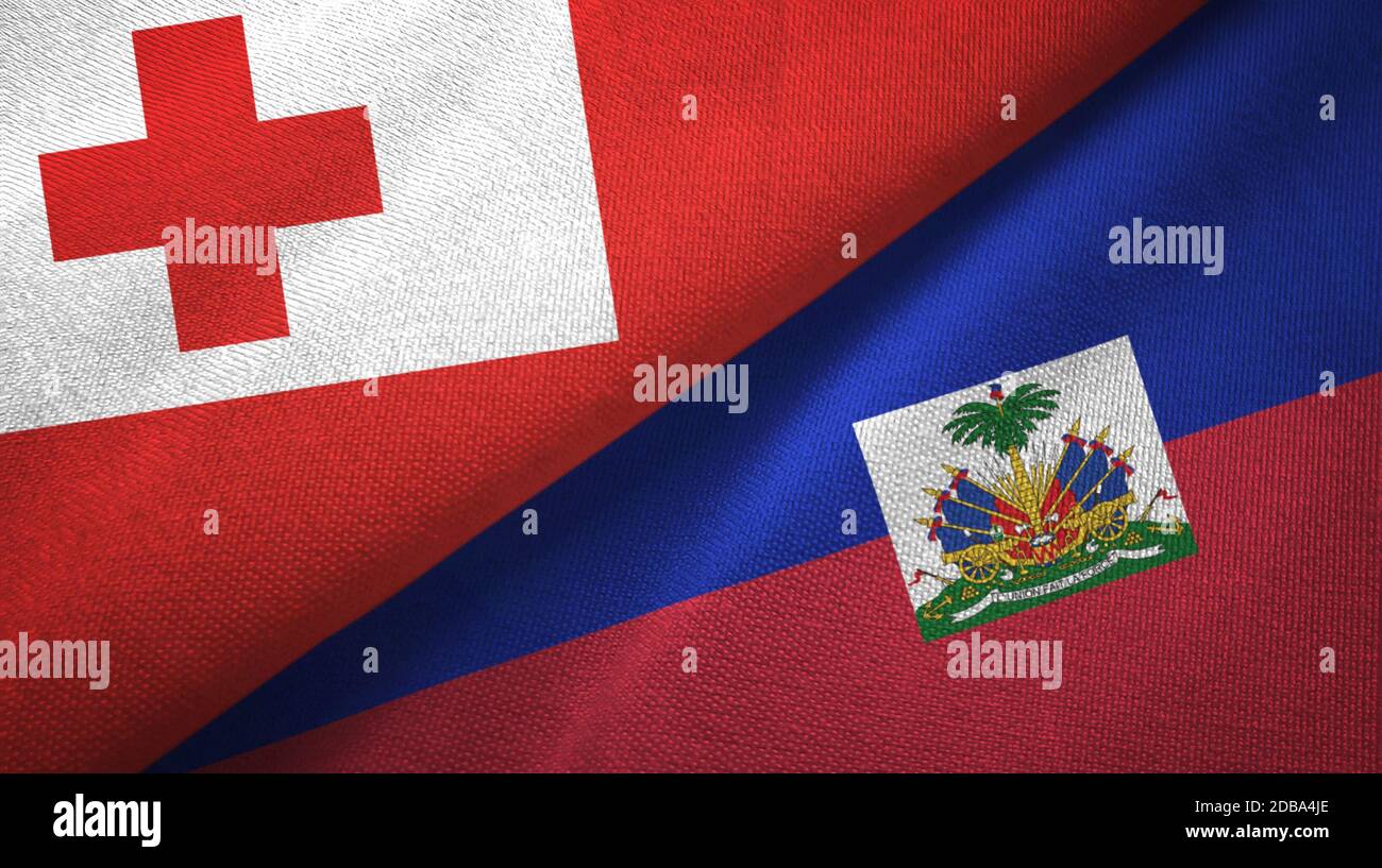 Tonga and Haiti two flags textile cloth, fabric texture Stock Photo - Alamy
