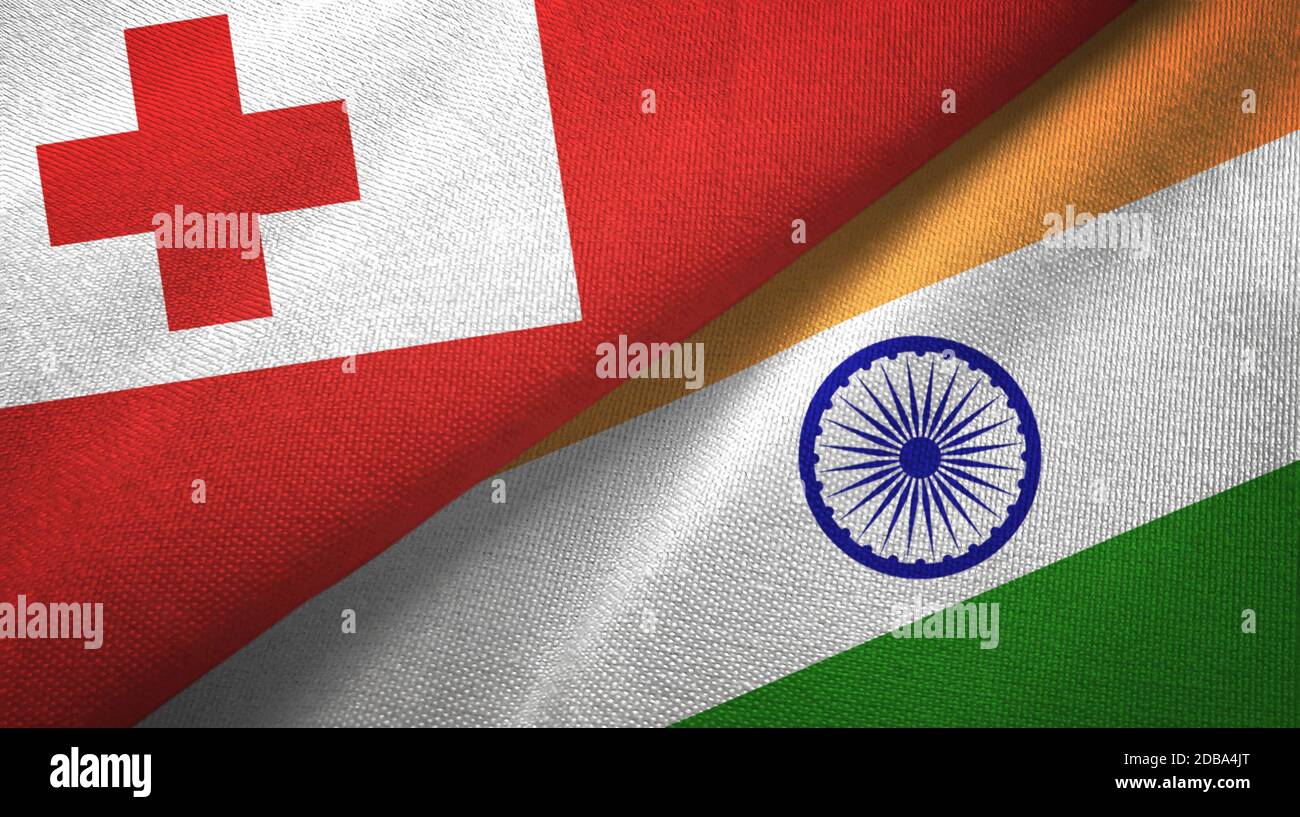 Tonga and India two flags textile cloth, fabric texture Stock Photo - Alamy