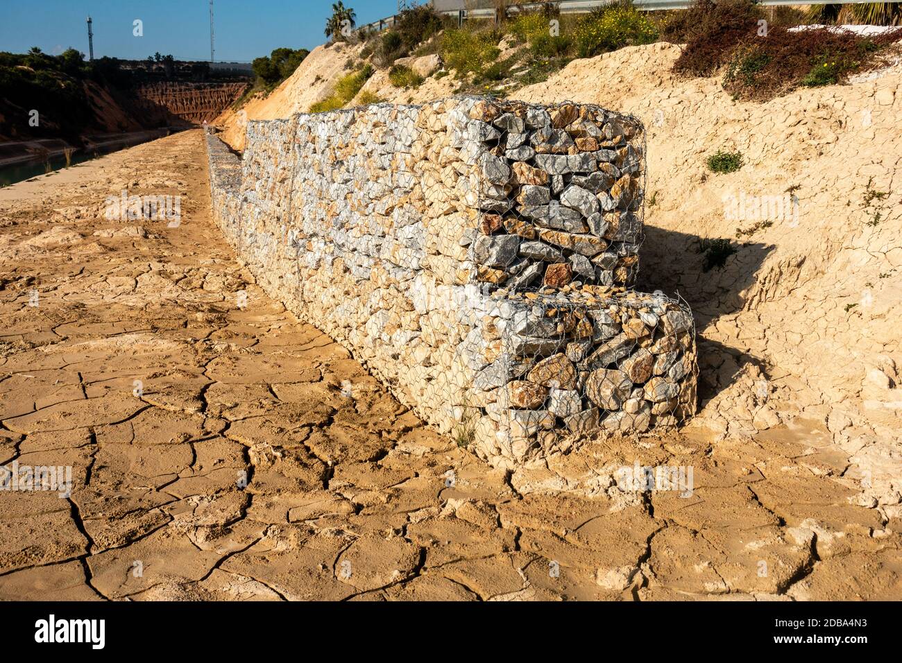 wall built from stones to prevent further landslide Stock Photo - Alamy