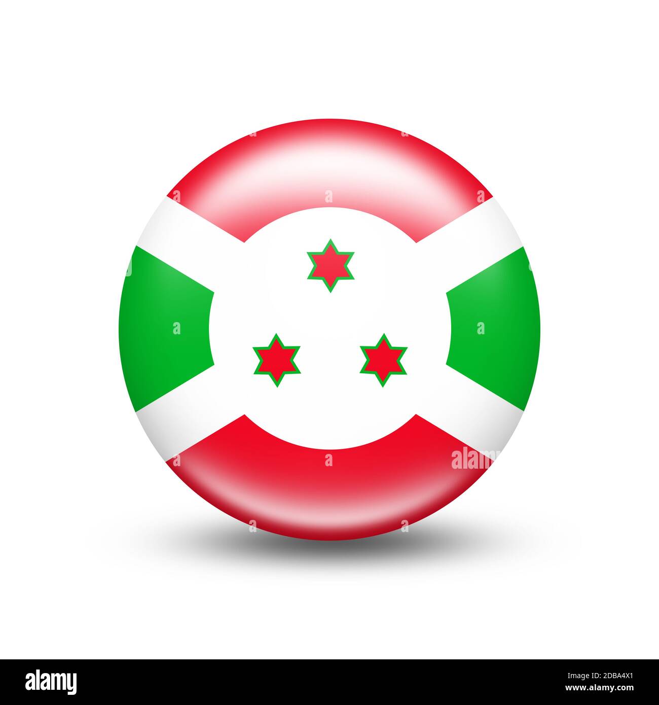 Burundi country flag in sphere with white shadow - illustration Stock ...