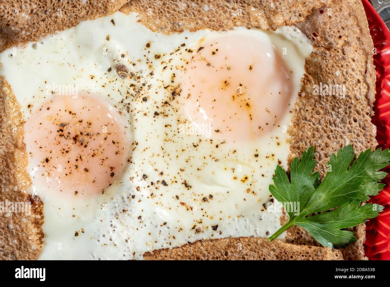 delicious homemade Breton crepe with egg Stock Photo - Alamy