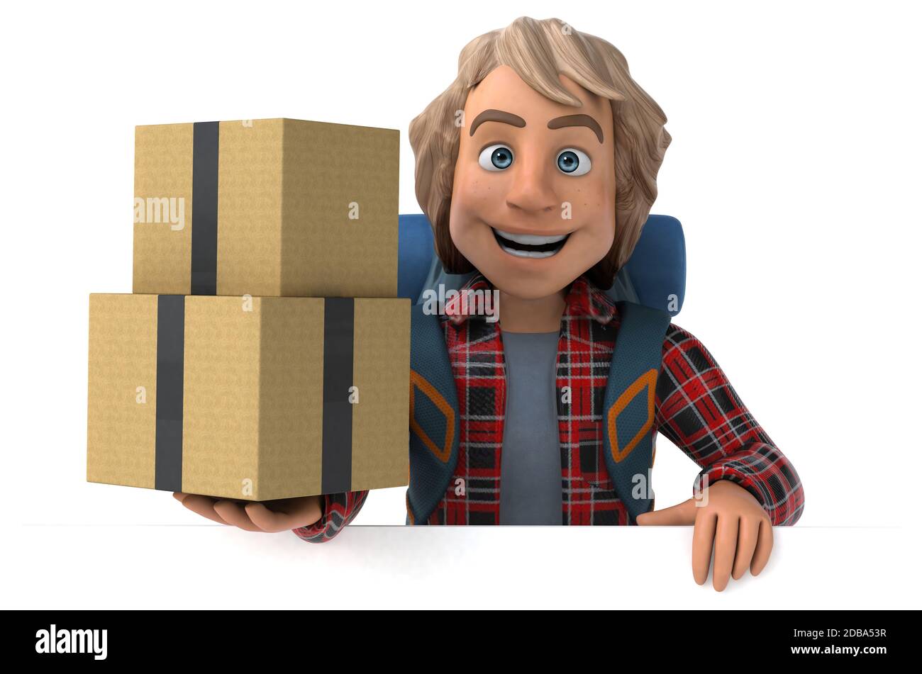 Fun backpacker cartoon guy Stock Photo - Alamy