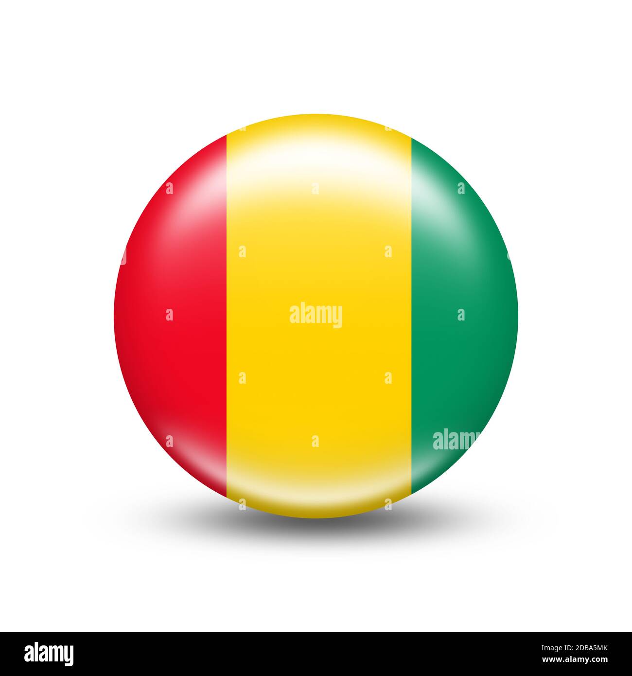Guinea country flag in sphere with white shadow - illustration Stock ...