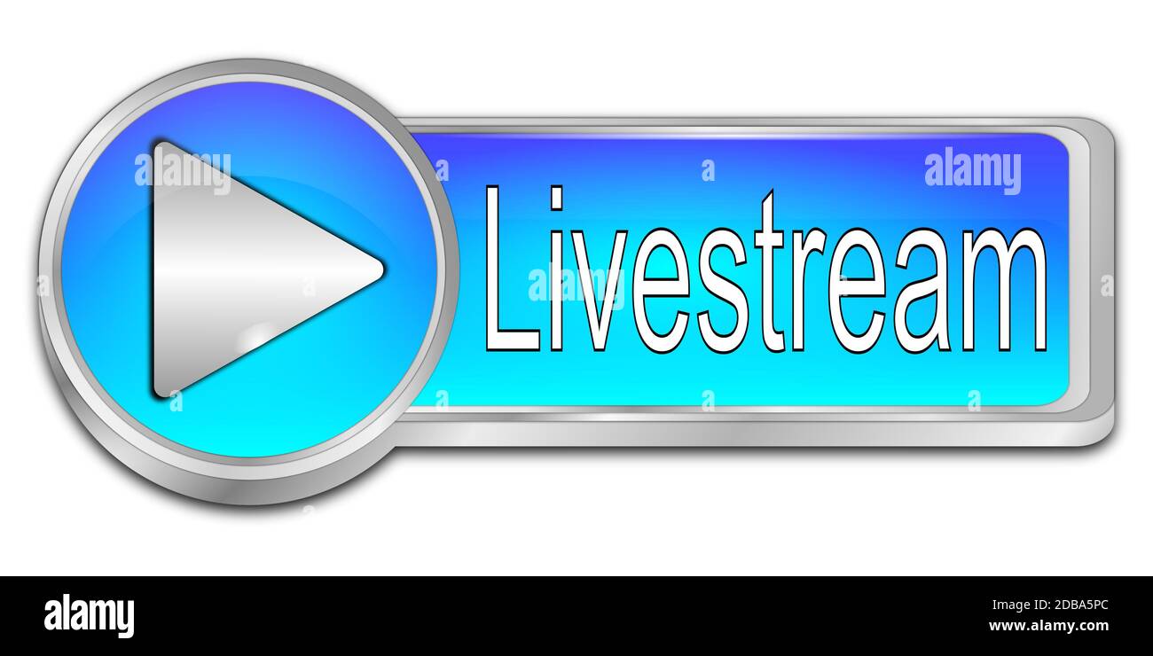 glossy blue Livestream Button - 3D illustration Stock Photo - Alamy