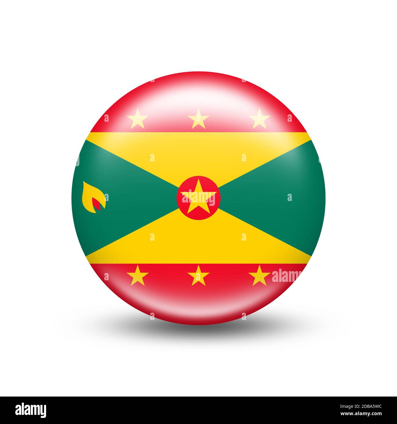 Grenada country flag in sphere with white shadow - illustration Stock ...