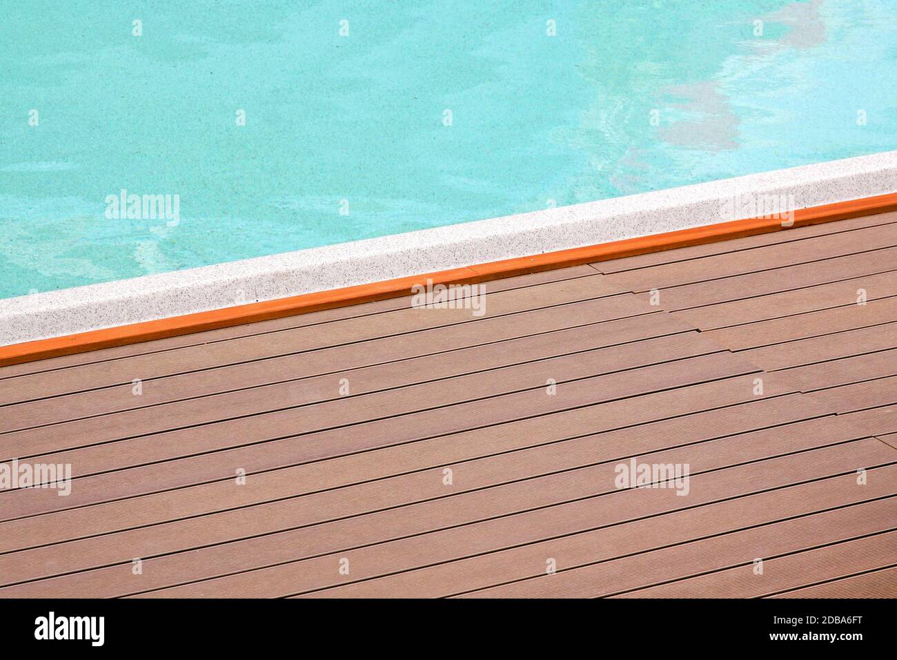 Brown wood plank boards around swimming pool Stock Photo - Alamy