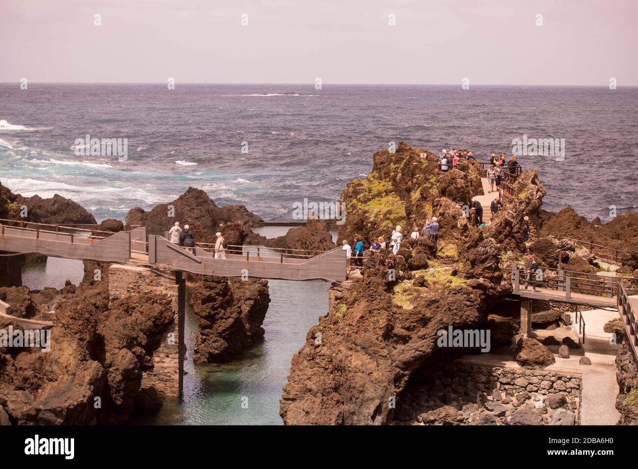 the Volcanic pools in the natural rocks on the coast at the Town Porto ...