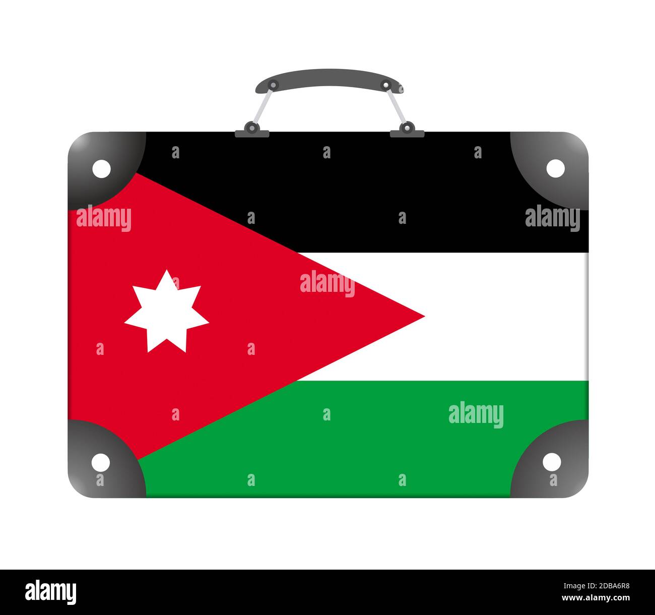 Jordan country flag in the form of a travel suitcase on a white ...
