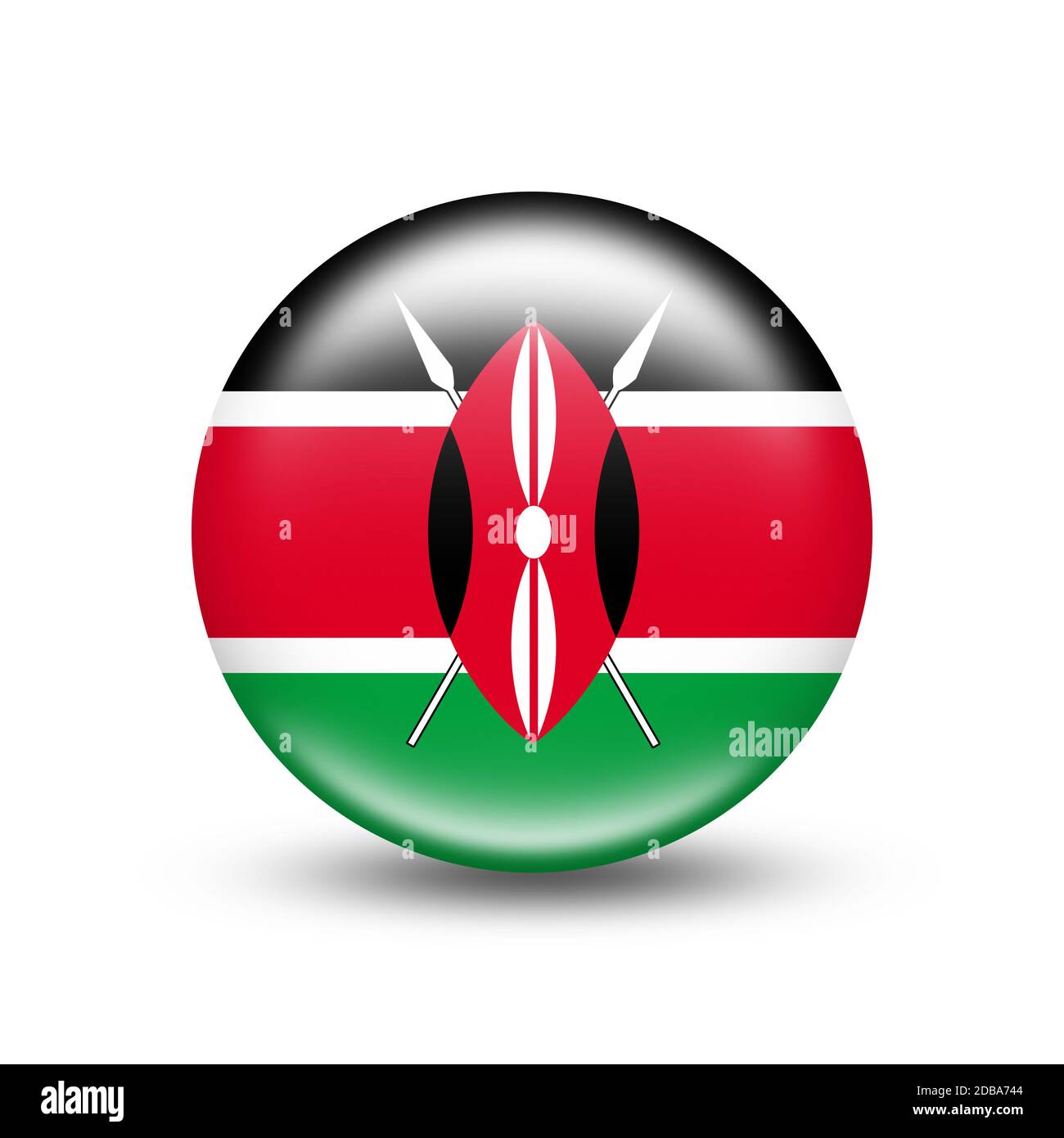 Kenya country flag in sphere with white shadow - illustration Stock ...