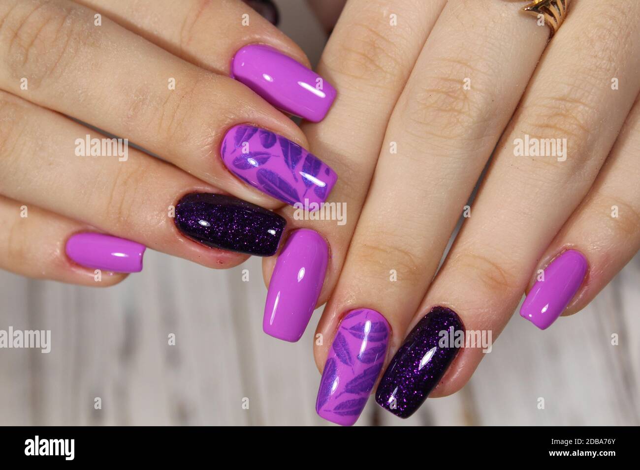 glamorous beautiful manicure on a trendy texture background Stock Photo ...