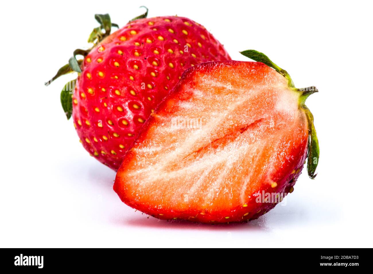 Strawberry with leaves isolated on white background with clipping path ...