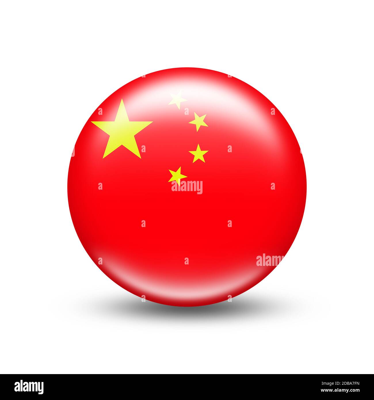 China country flag in sphere with white shadow - illustration Stock ...