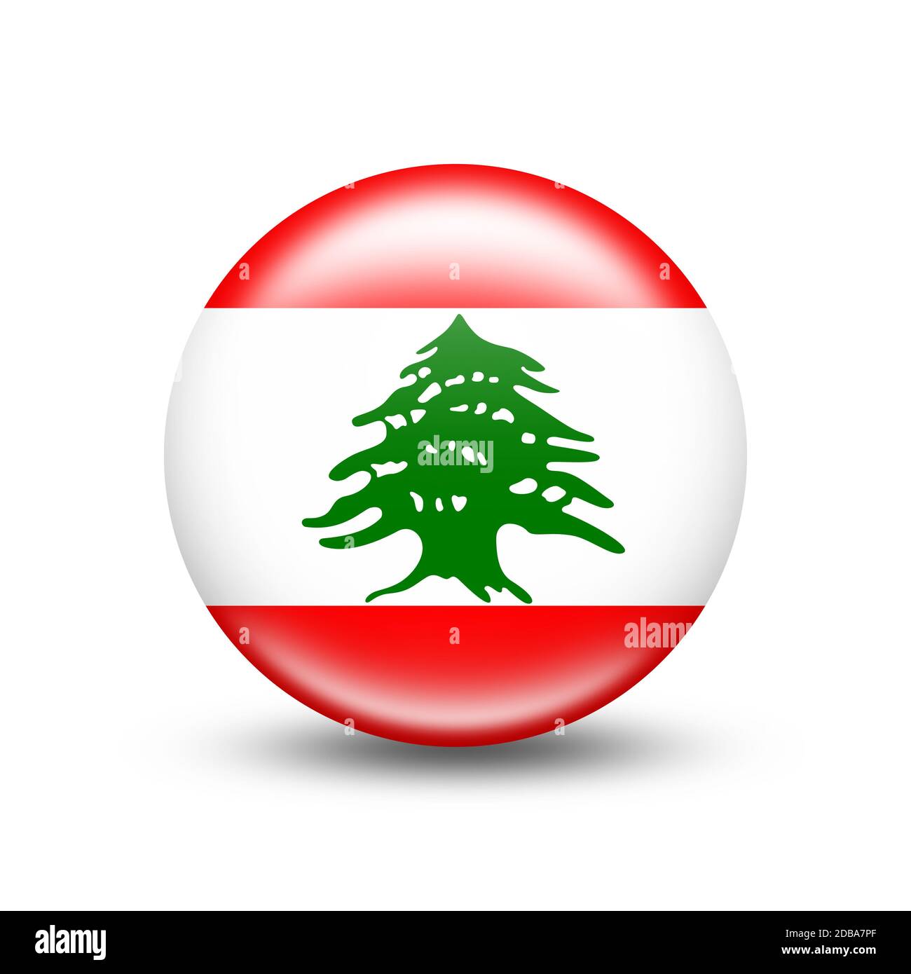 Lebanon country flag in sphere with white shadow - illustration Stock ...