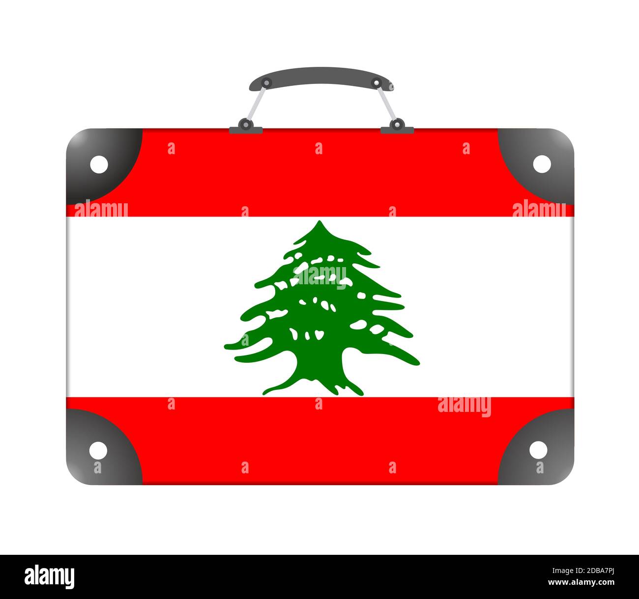 Lebanon country flag in the form of a travel suitcase on a white ...