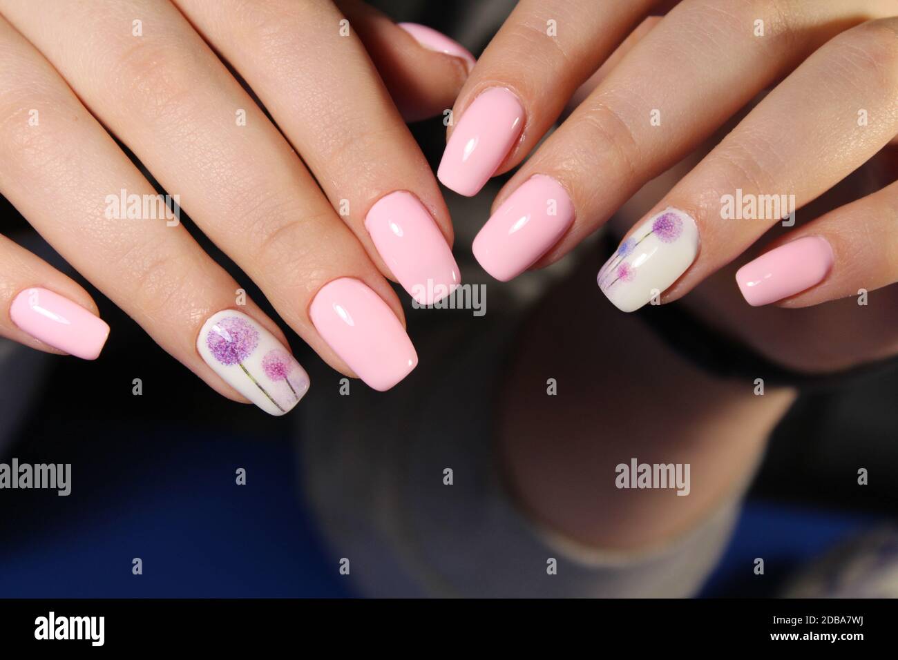 beautiful long nails on a trendy texture background Stock Photo - Alamy